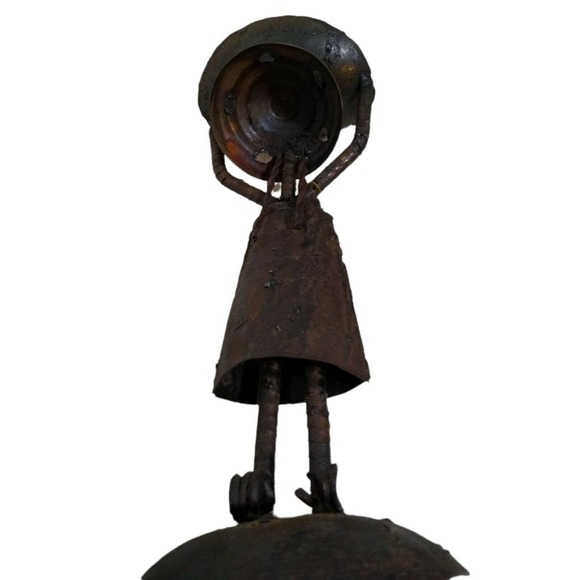 Handmade | Accents | Handmade Metal Work Girl Basket Pigtails Statue ...